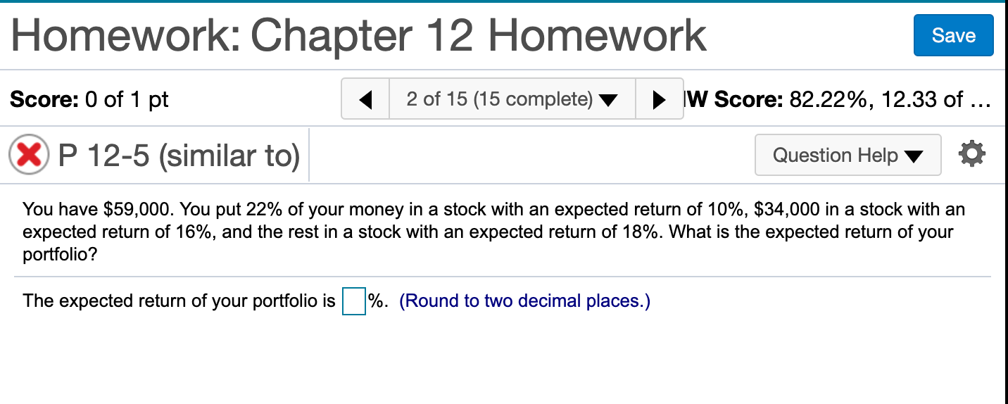 Solved Homework Chapter 12 Homework Save Score 0 Of 1 Pt 2