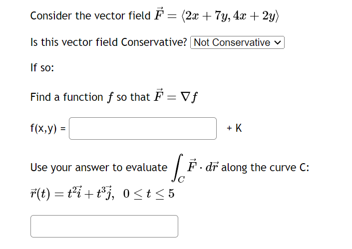 Solved Use your answer to evaluate ∫CF⋅dr along the curve C: | Chegg.com
