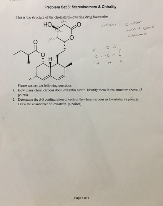 Solved Problem Set 3: Stereoisomers & Chirality This is the | Chegg.com