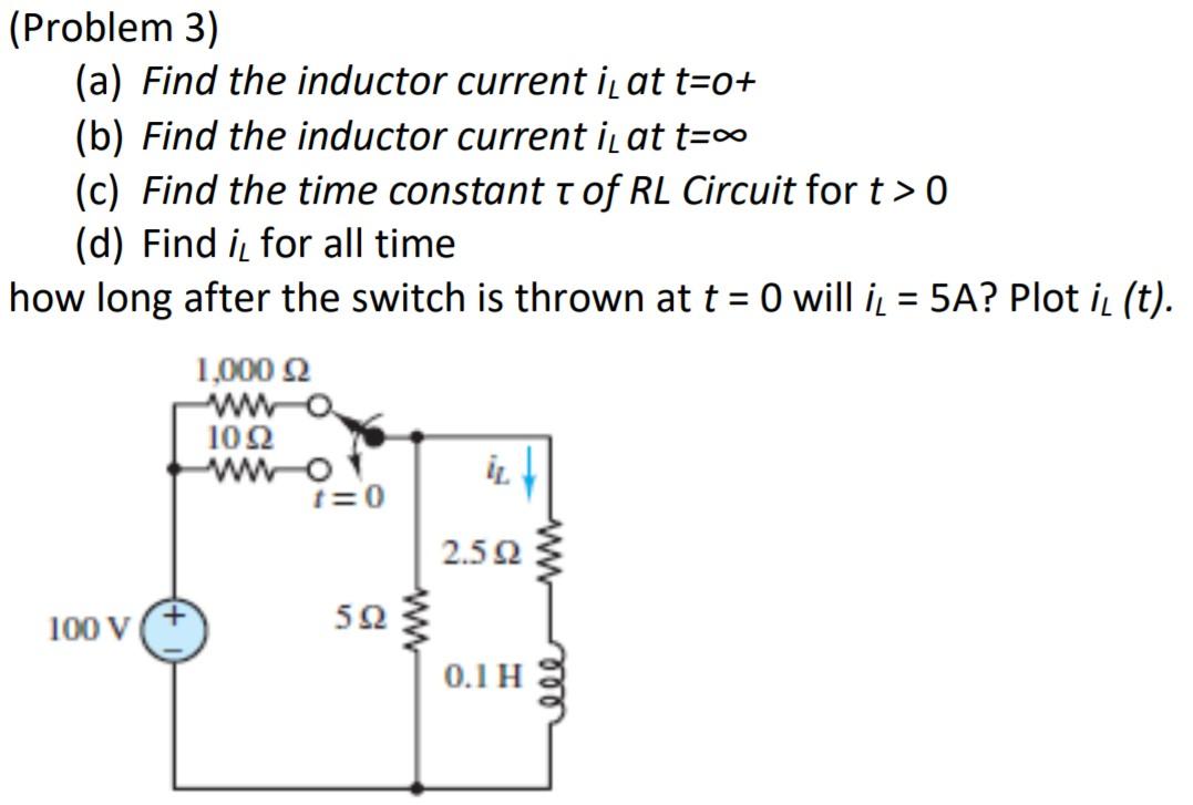 Solved = (Problem 3) (a) Find the inductor current i, at | Chegg.com