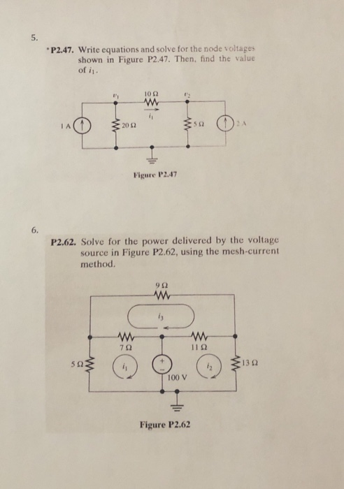 Solved 5. P2.47. Write equations and solve for the node | Chegg.com