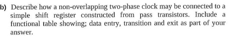 [Solved]: Describe how a non-overlapping two-phase clock m