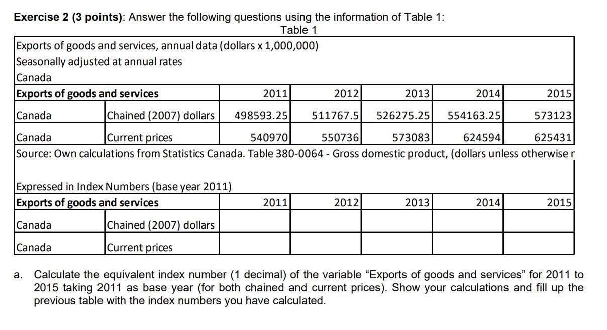 Exercise 2 ( 3 points): Answer the following | Chegg.com