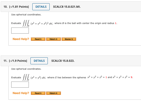 Solved 10. [-/1.81 Points] DETAILS SCALC8 15.8.021.MI. Use | Chegg.com
