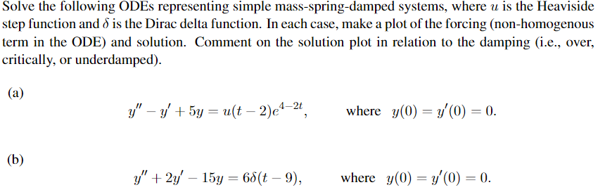 Solved Solve the following ODEs representing simple | Chegg.com