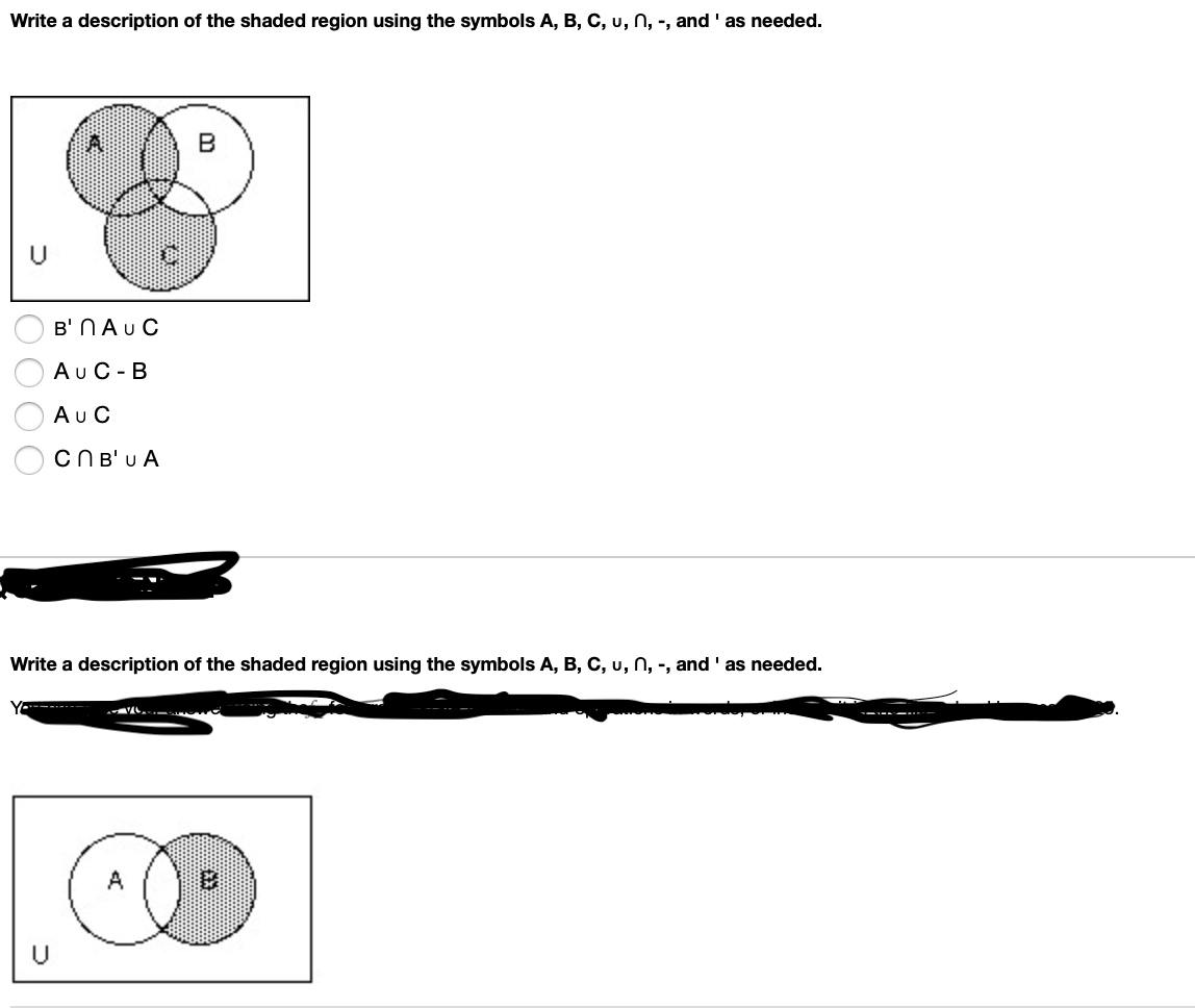 Solved Write a description of the shaded region using the | Chegg.com