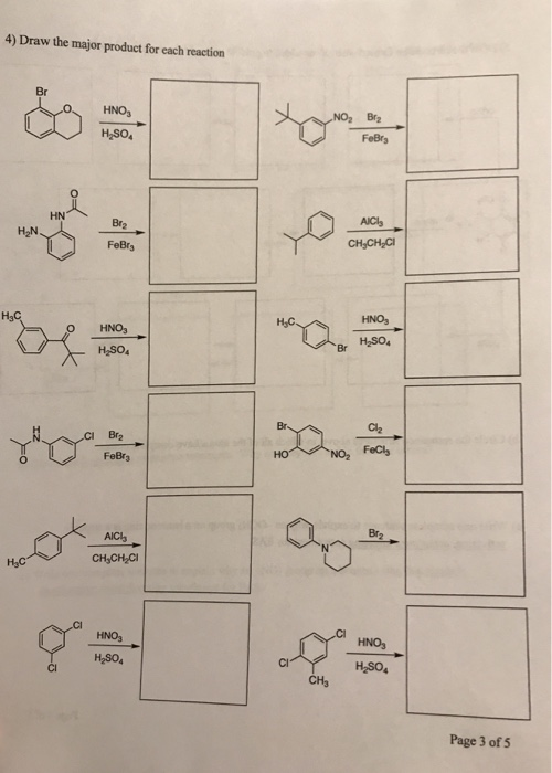 Solved 4) Draw the major product for each reaction Br2 FeBr3 | Chegg.com
