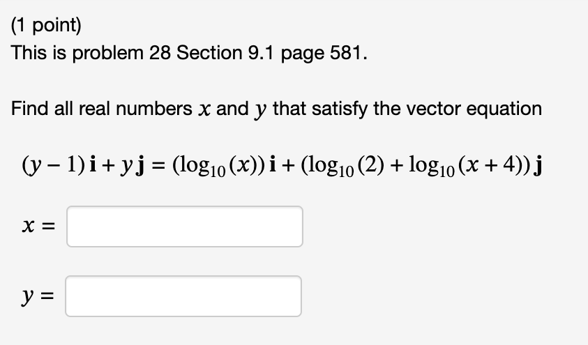 Solved (1 ﻿point)This is problem 28 ﻿Section 9.1 ﻿page | Chegg.com