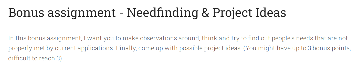 Solved Bonus assignment - Needfinding & Project Ideas In | Chegg.com