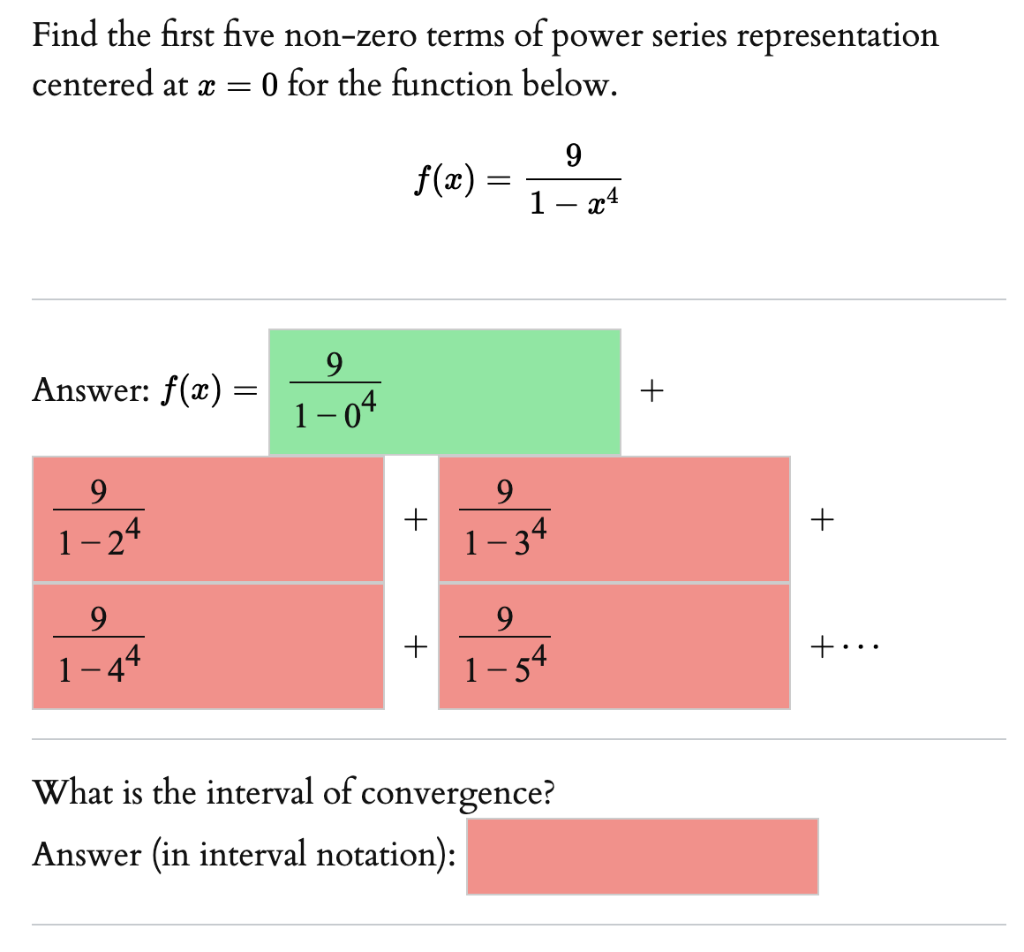 Solved Find the first five non-zero terms of power series | Chegg.com
