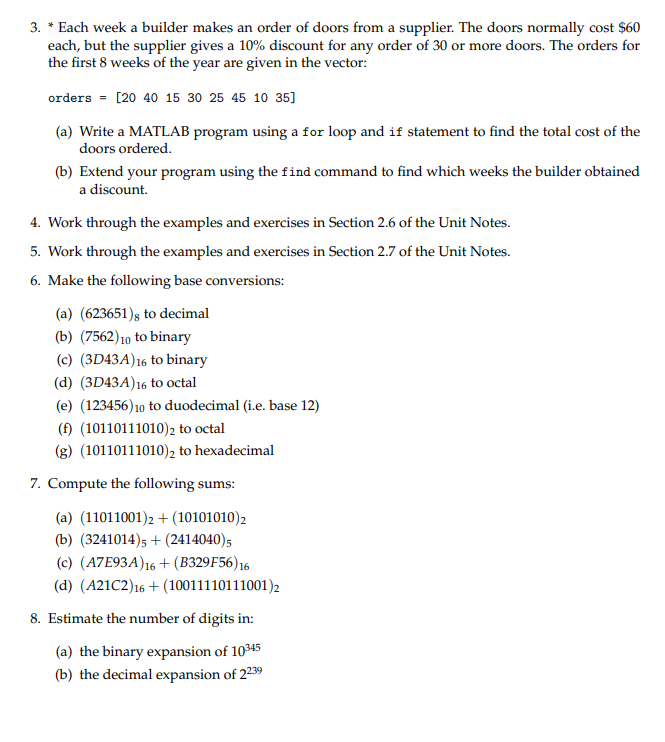 Solved The question marked with * (asterisk) will be | Chegg.com