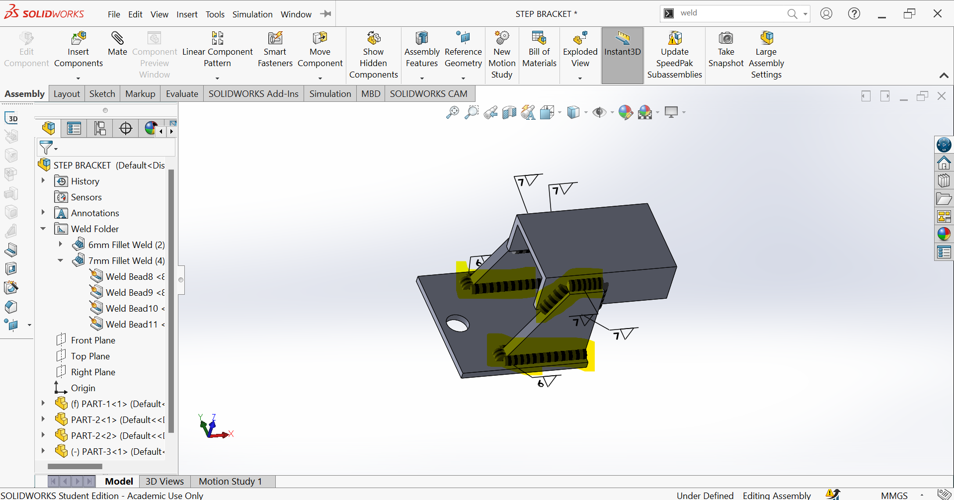 Solved How can I show the weld like the other one? (I did | Chegg.com