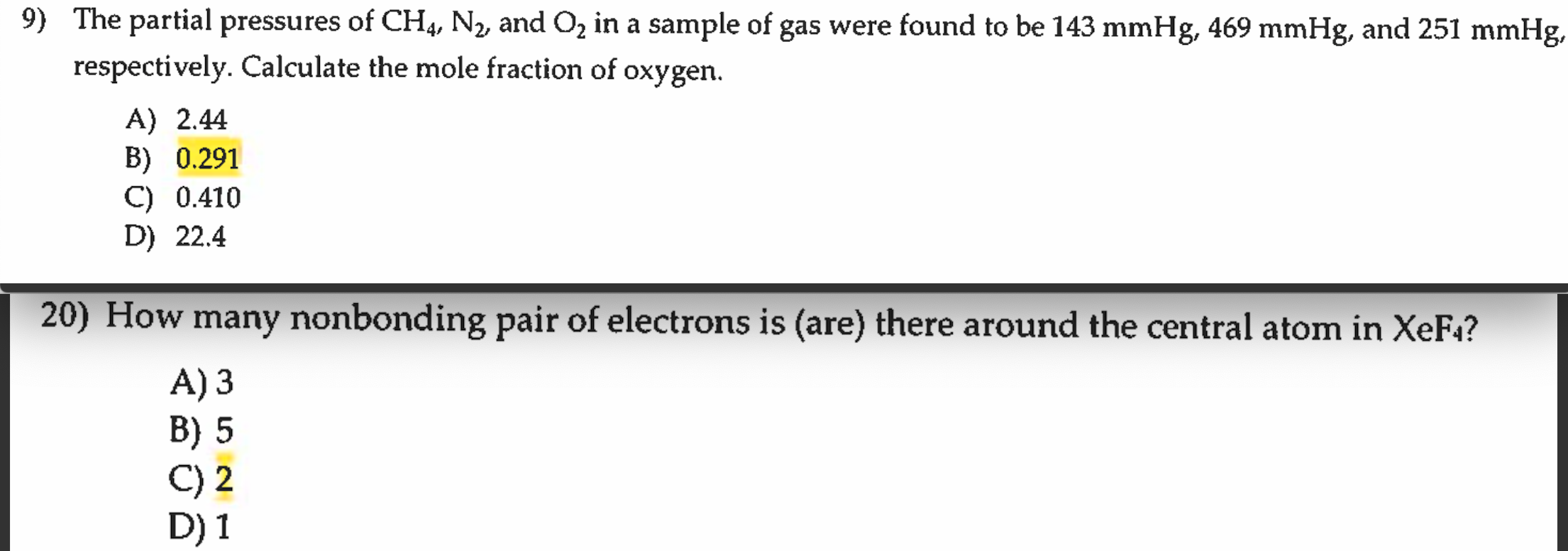 Solved 9) The partial pressures of CH4, N2, and O2 in a | Chegg.com
