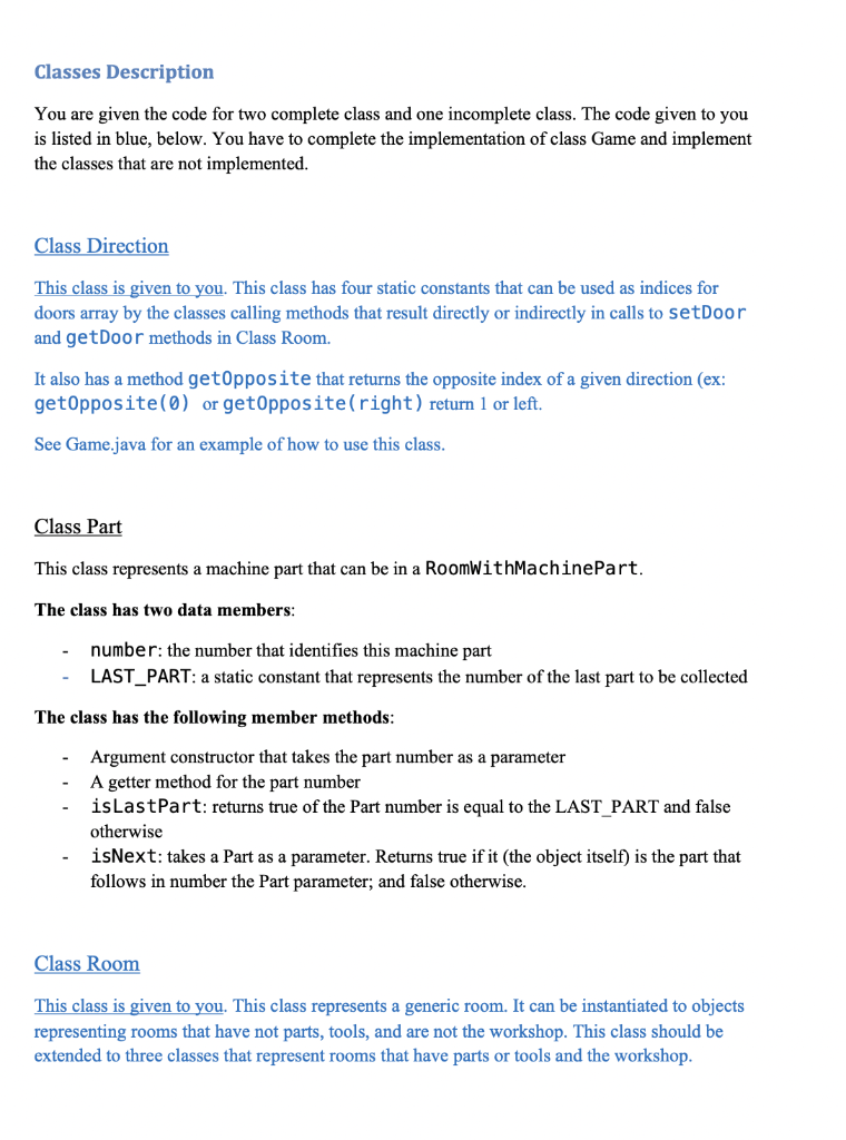 Solved Complete a text-based adventure game in java. I will | Chegg.com