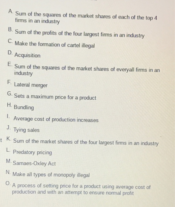 Solved From the list on your right select the letter that | Chegg.com