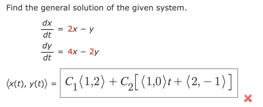 Solved Find the general solution of the given system. | Chegg.com
