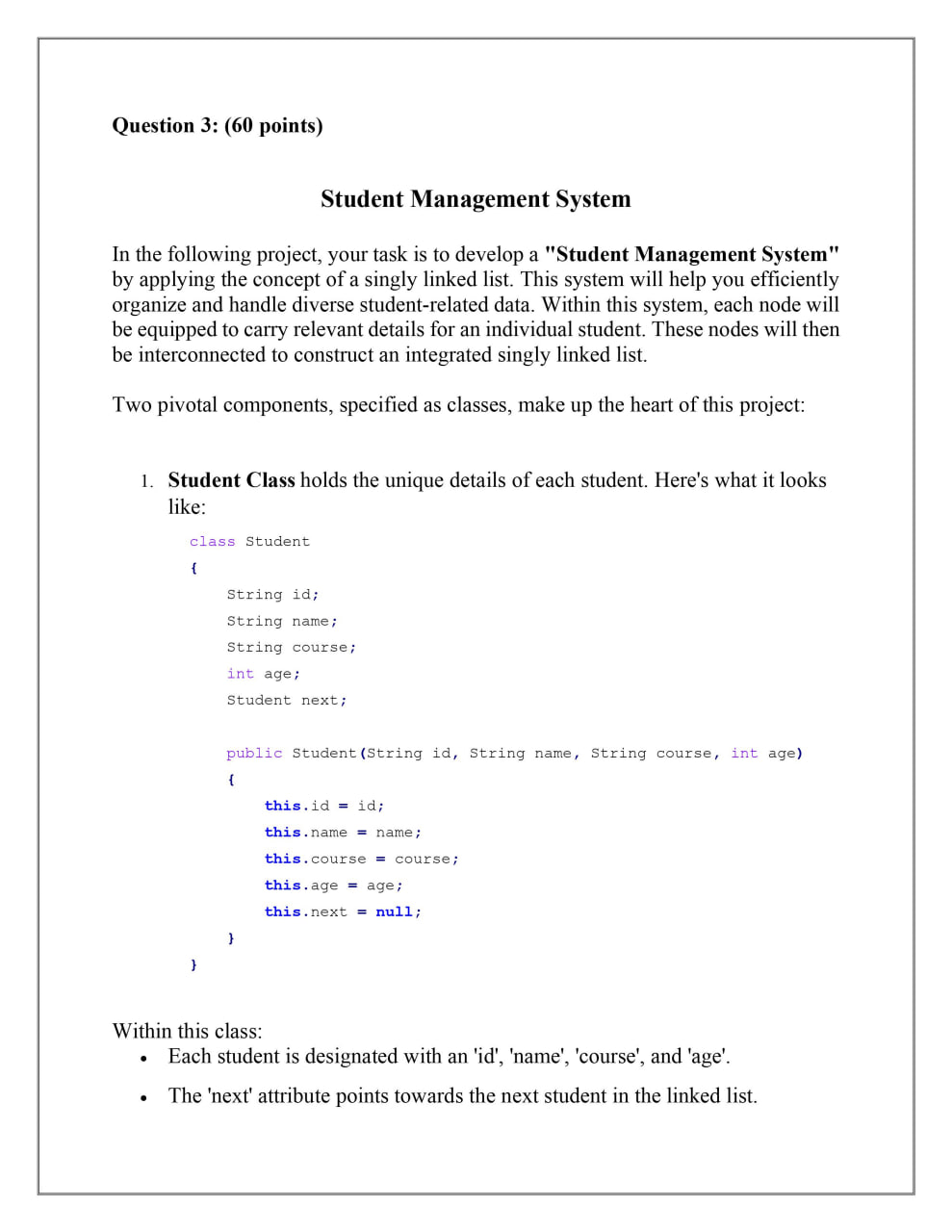 Solved Student Management System In the following project, | Chegg.com