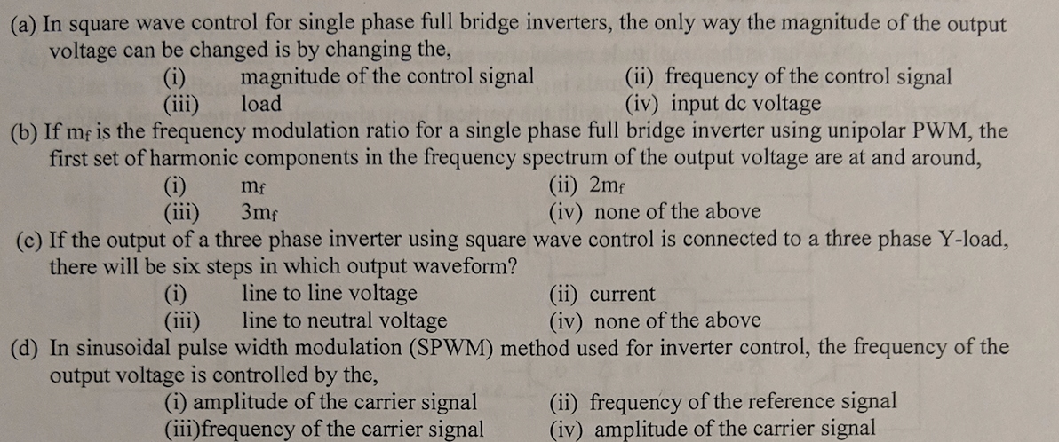 Solved (a) In square wave control for single phase full | Chegg.com