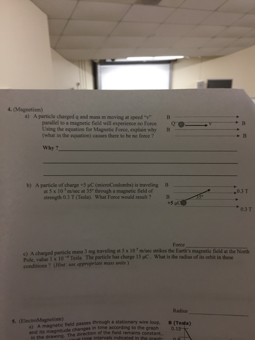 Solved A particle charge q and mass m moving at speed "v" | Chegg.com