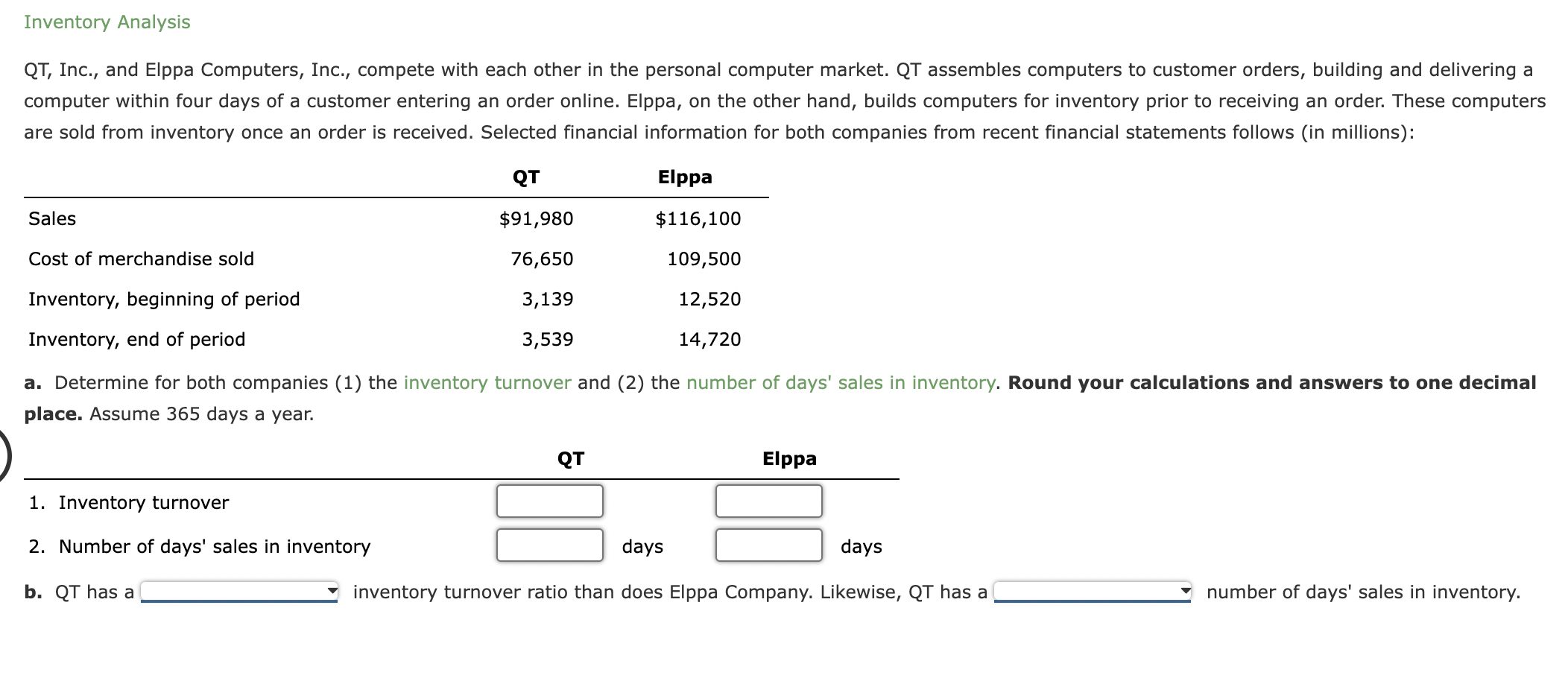 Solved QT, Inc., and Elppa Computers, Inc., compete with | Chegg.com