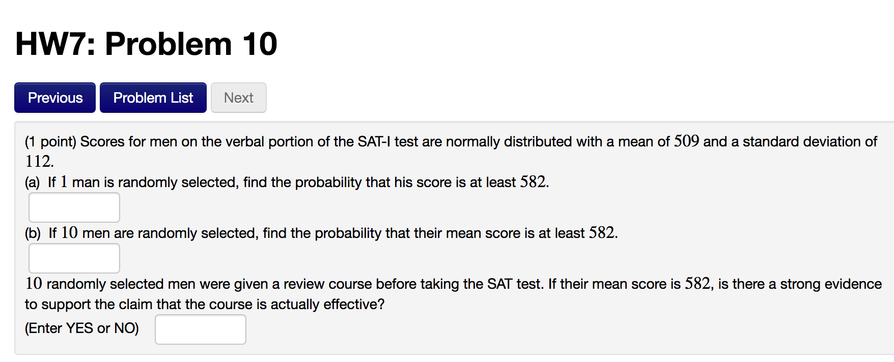 Solved HW7: Problem 10 Previous Problem List Next (1 point) | Chegg.com