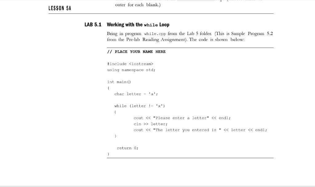 Outer For Each Blank Lesson 5a Lab 51 Working With