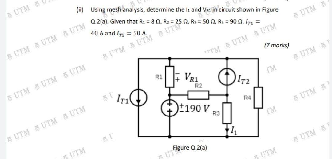 Solved 5 Ö UTM Ő UTM (ii) Using mesh analysis, determine the | Chegg.com
