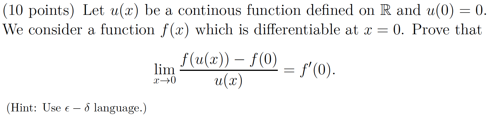 Solved 10 Points Let Ux Be A Continous Function Defined 6121