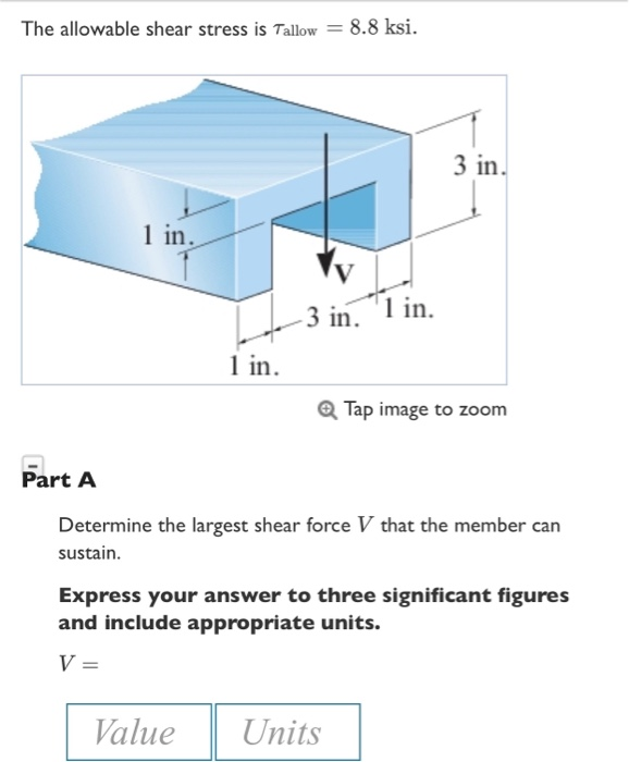 Solved The allowable shear stress is Tallow 8.8 ksi. 3 in 1 | Chegg.com