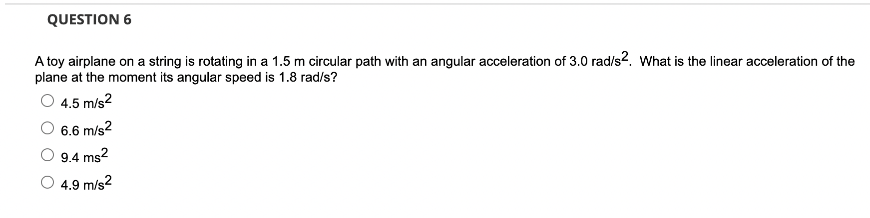 Solved A toy airplane on a string is rotating in a 1.5 m | Chegg.com