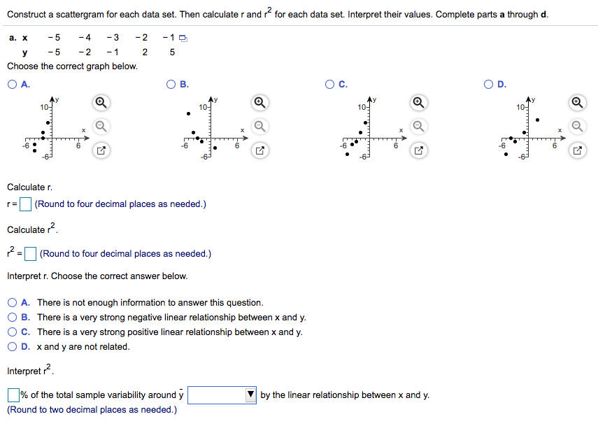 Solved Construct a scattergram for each data set. Then | Chegg.com