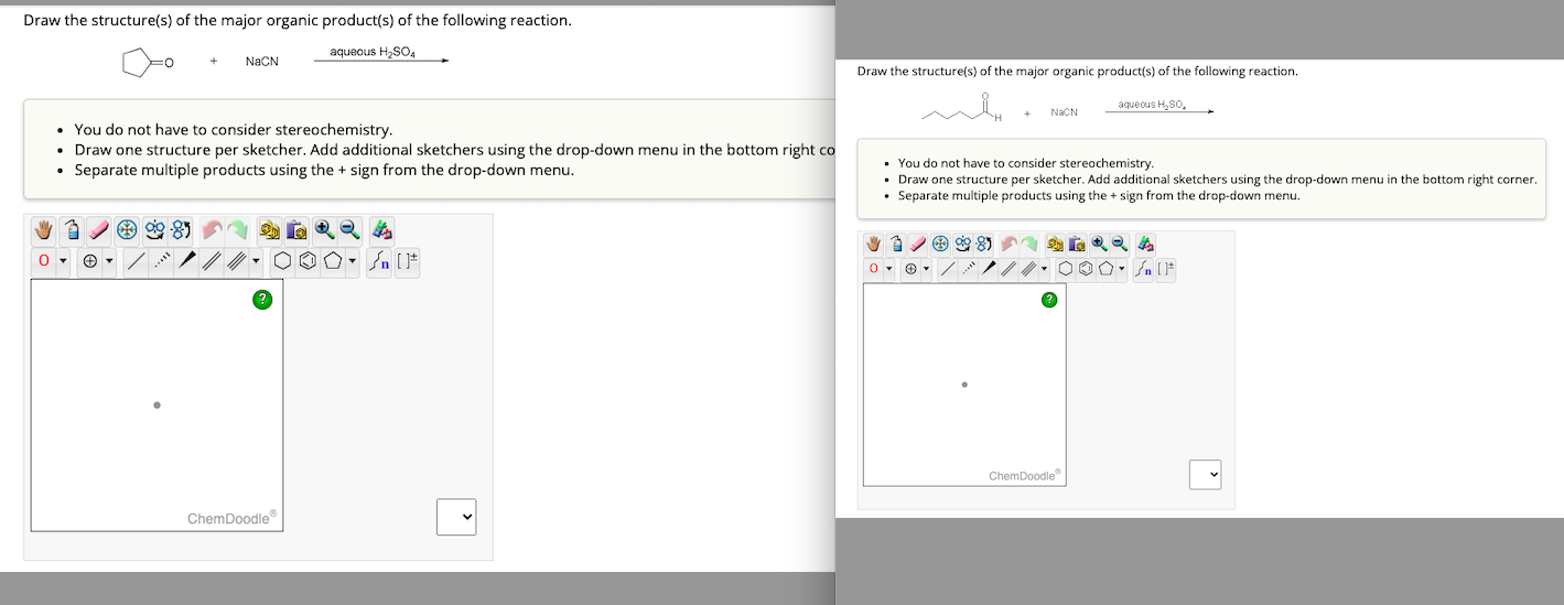 Draw one structure per sketcher. Add additional | Chegg.com