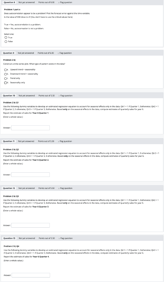 Solved Problem 1 a) Construct a time series plot. Do you | Chegg.com