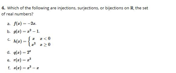 Solved 4. Which of the following are injections, | Chegg.com