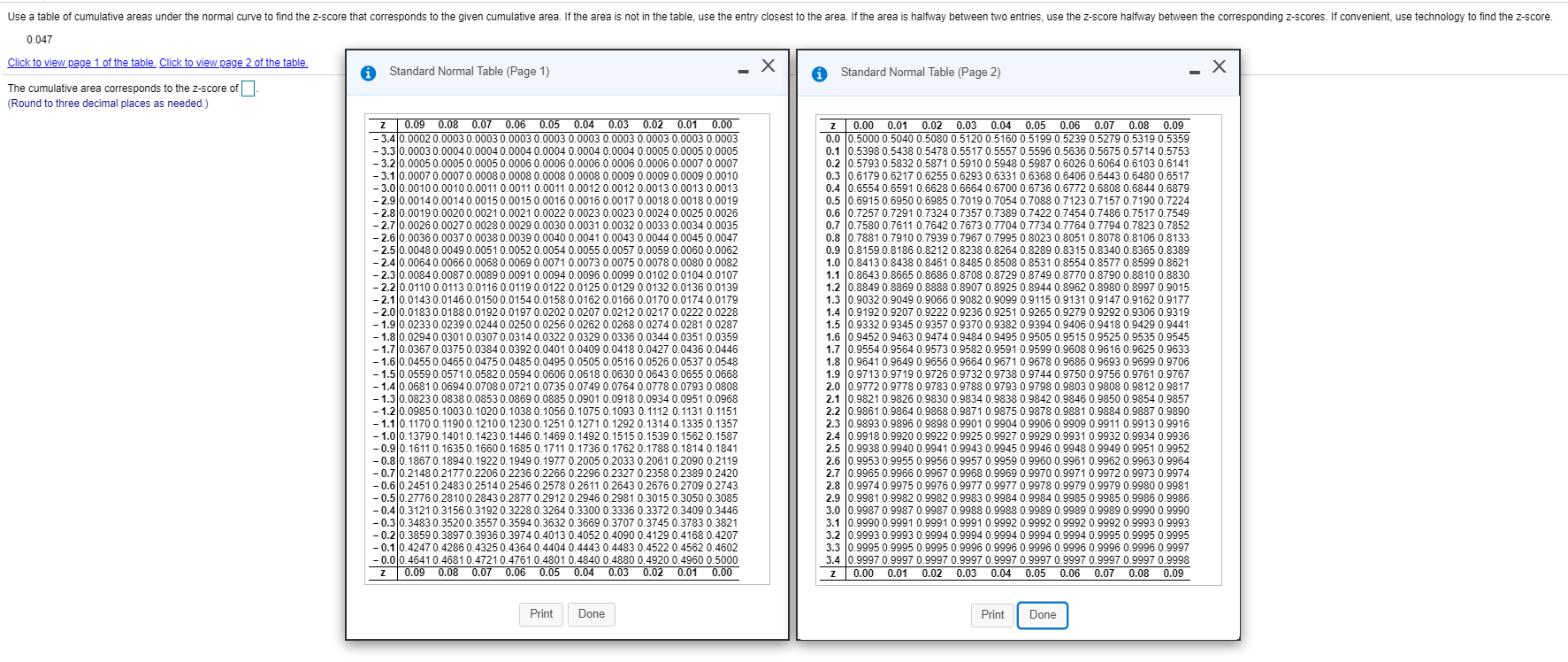 Solved Use a table of cumulative areas under the normal | Chegg.com