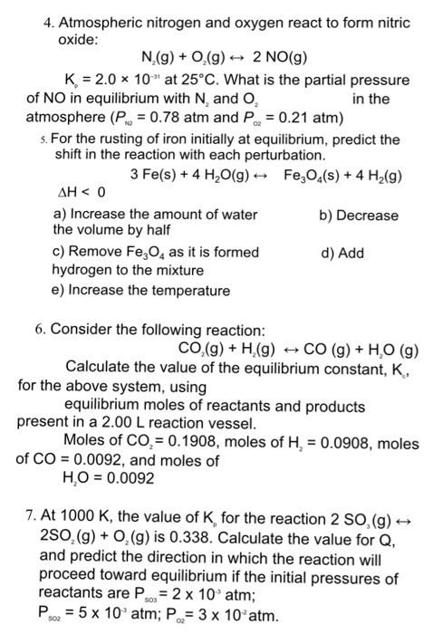 Solved 4. Atmospheric nitrogen and oxygen react to form | Chegg.com