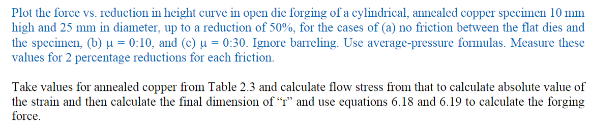 Plot the force vs. reduction in height curve in open | Chegg.com