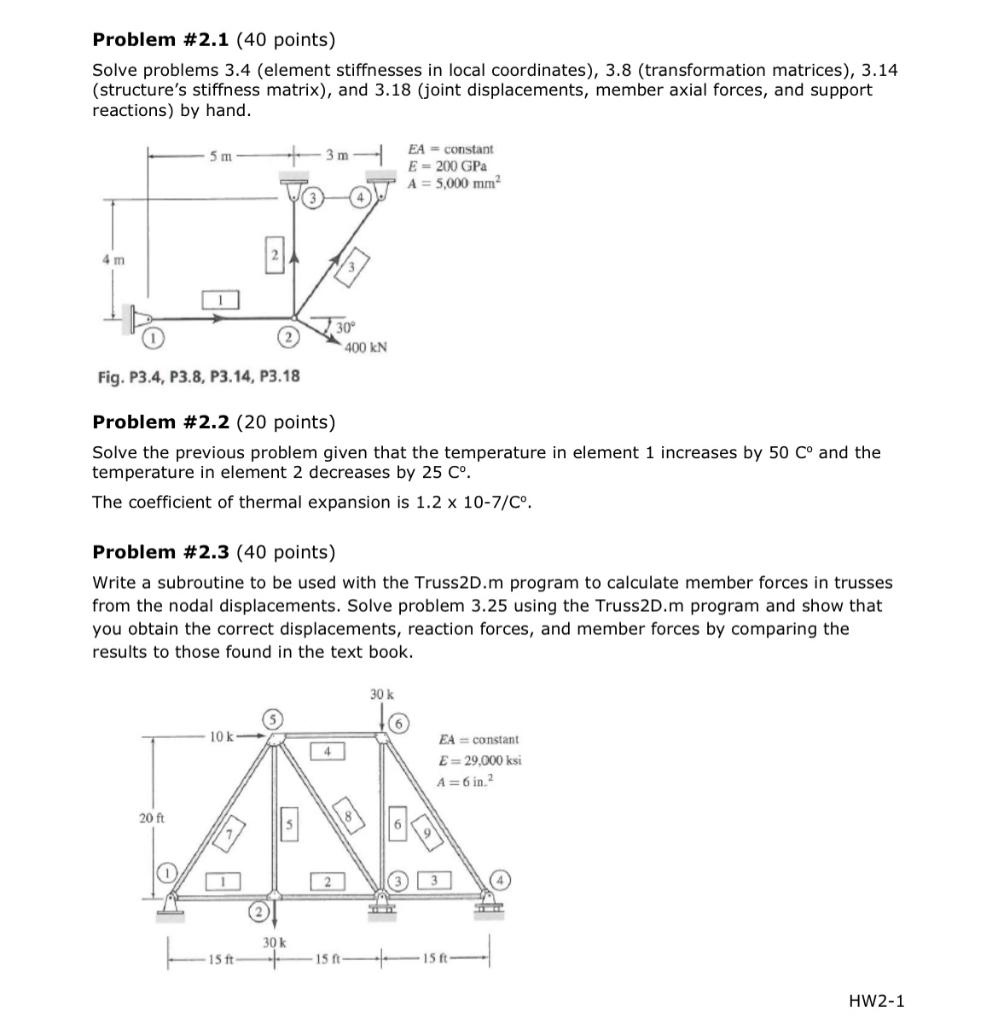 Solved Problem #2.1 (40 points) Solve problems 3.4 (element | Chegg.com