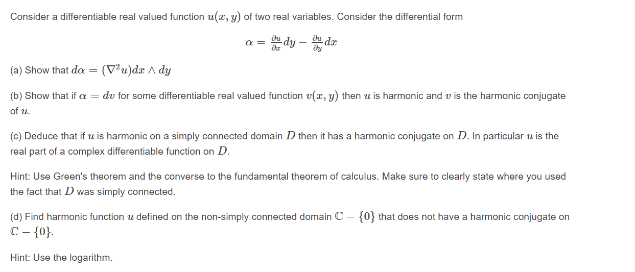 Solved Consider a differentiable real valued function u(x,y) | Chegg.com