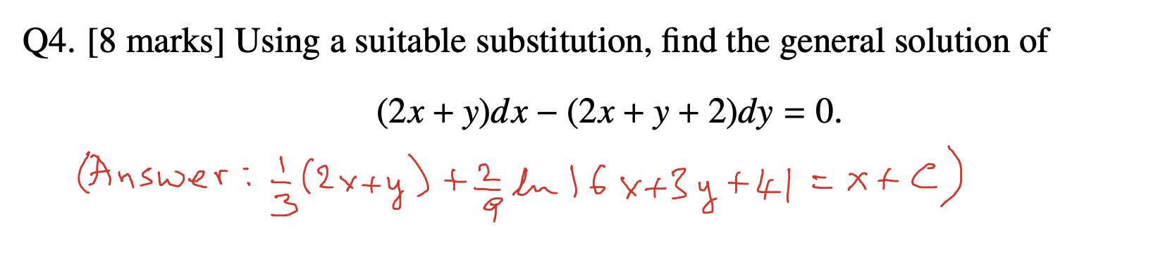 Solved 24. [8 marks] Using a suitable substitution, find the | Chegg.com