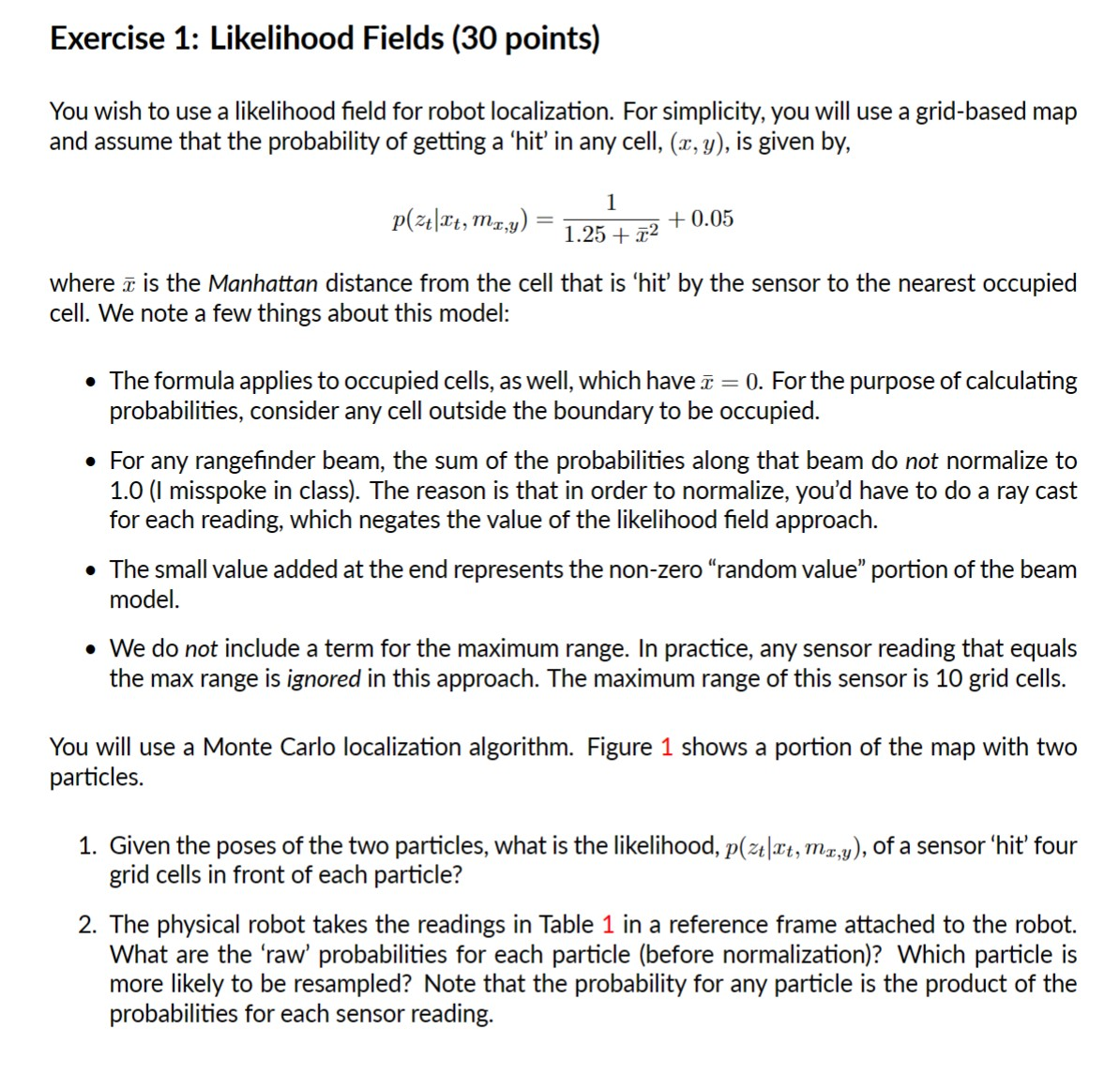 Solved Exercise 1: Likelihood Fields (30 points) You wish to | Chegg.com