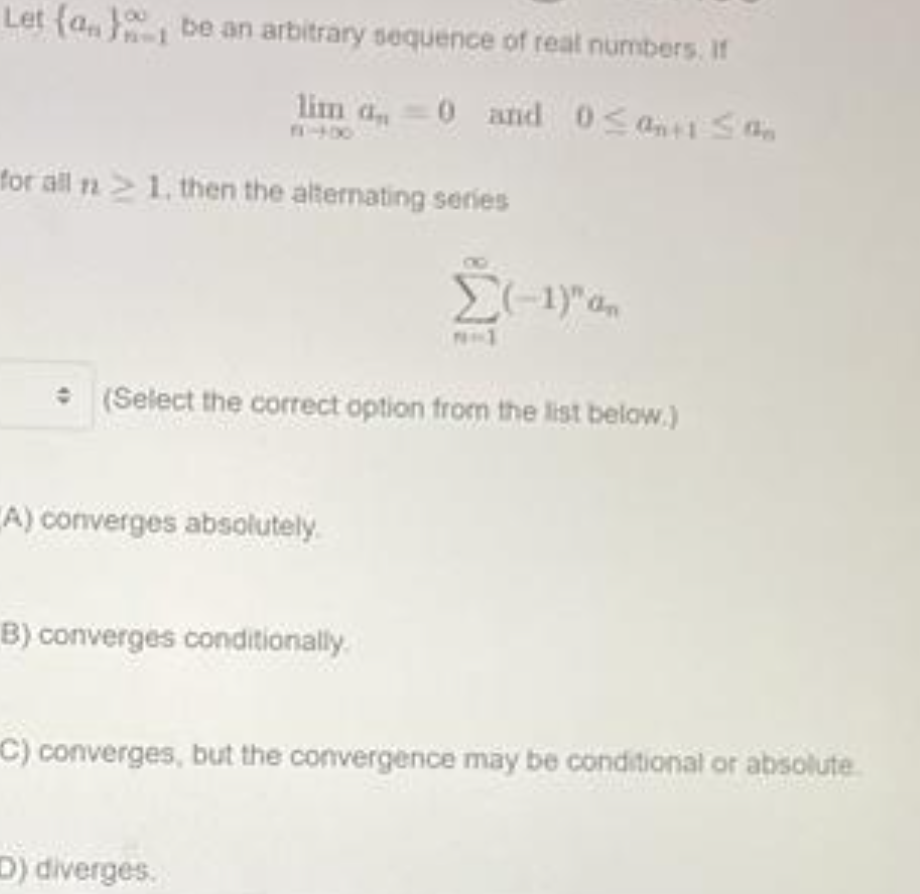 Solved Let a be an arbitrary sequence of real numbers. If | Chegg.com
