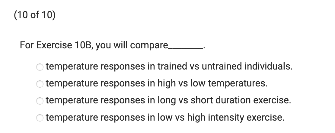 Solved For Exercise 10 A, you will compare temperature | Chegg.com