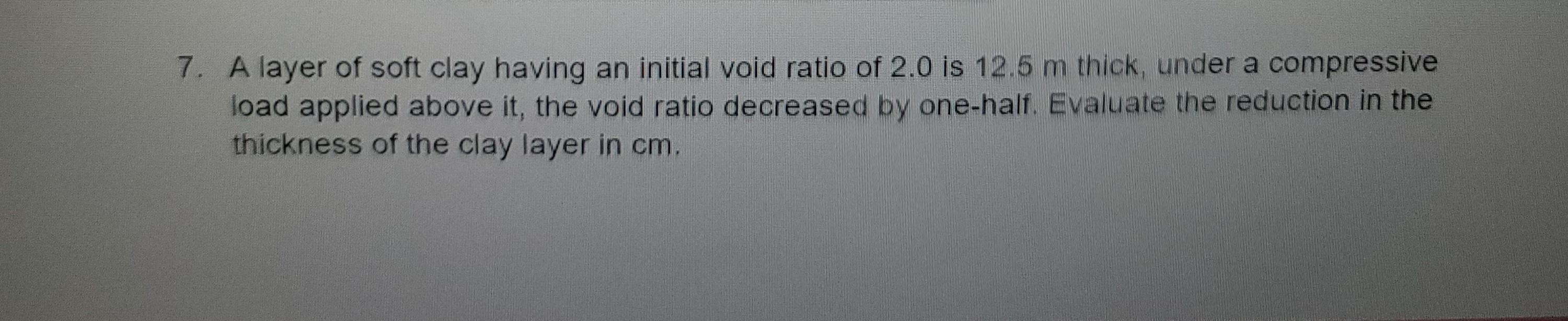 Solved A layer of soft clay having an initial void ratio of | Chegg.com