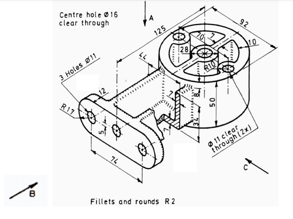 PlPlease draw only the left view....It must have the | Chegg.com