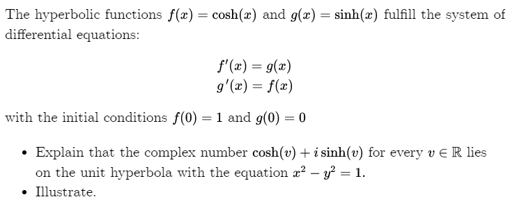 Solved Exercise: Hyperbolic Functions and Complex | Chegg.com