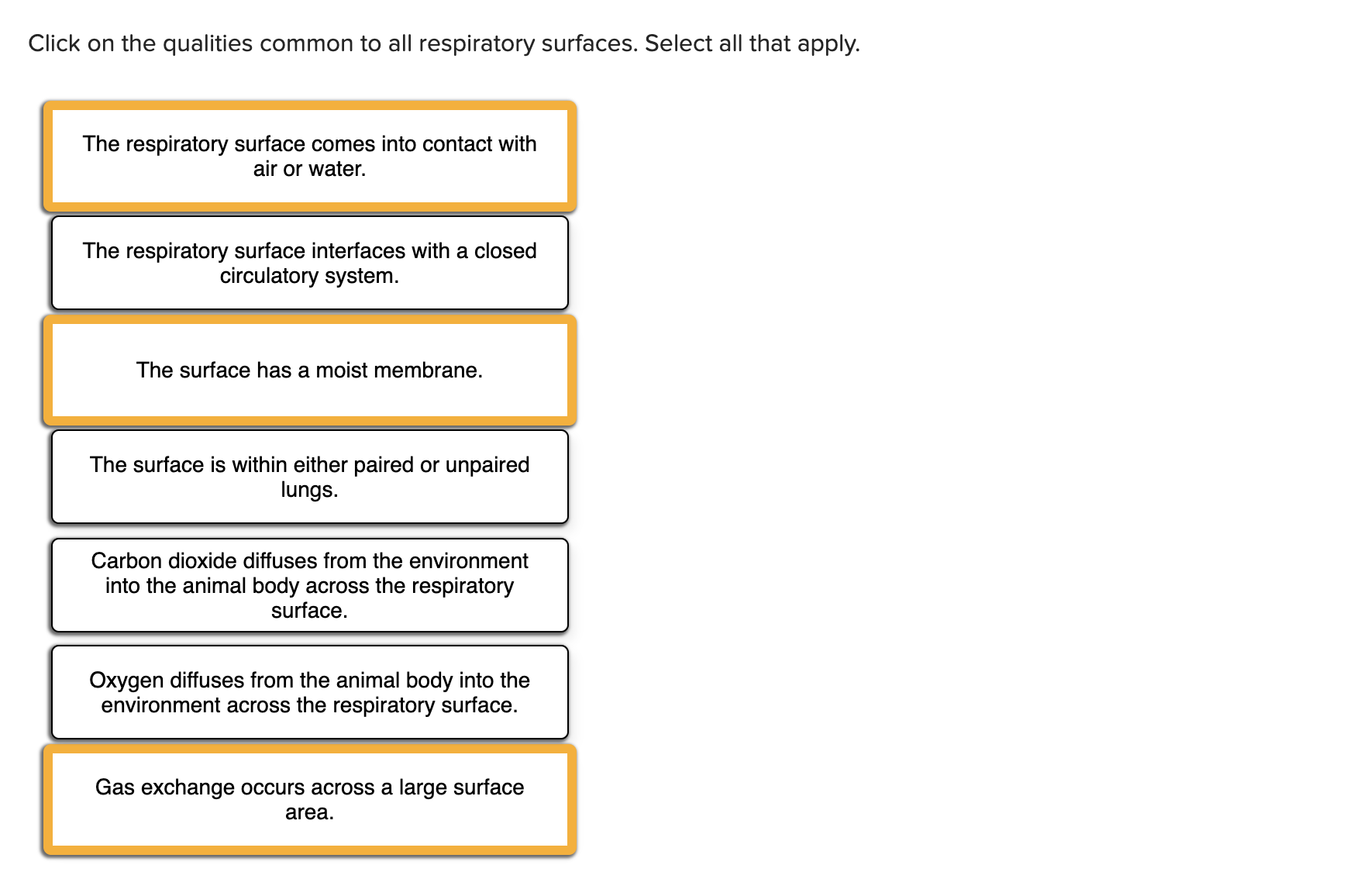 Solved Click on the qualities common to all respiratory | Chegg.com