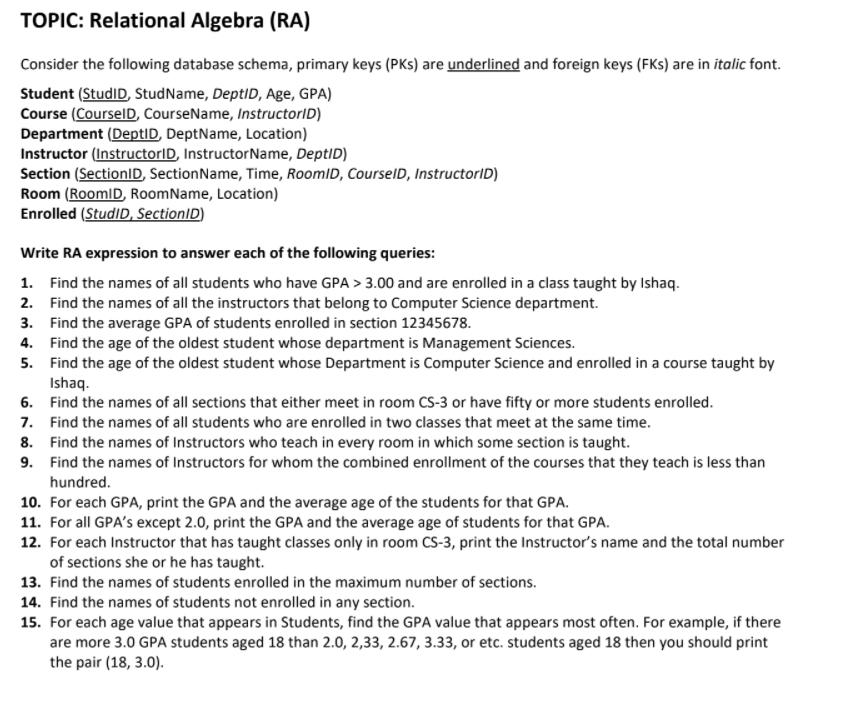 Solved IMP ::KINDLY GIVE ANSWER IN THE FORM OF RELATIONAL | Chegg.com