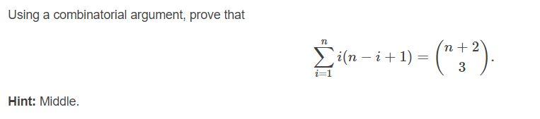 Solved Using a combinatorial argument, prove that Śrta-i + | Chegg.com