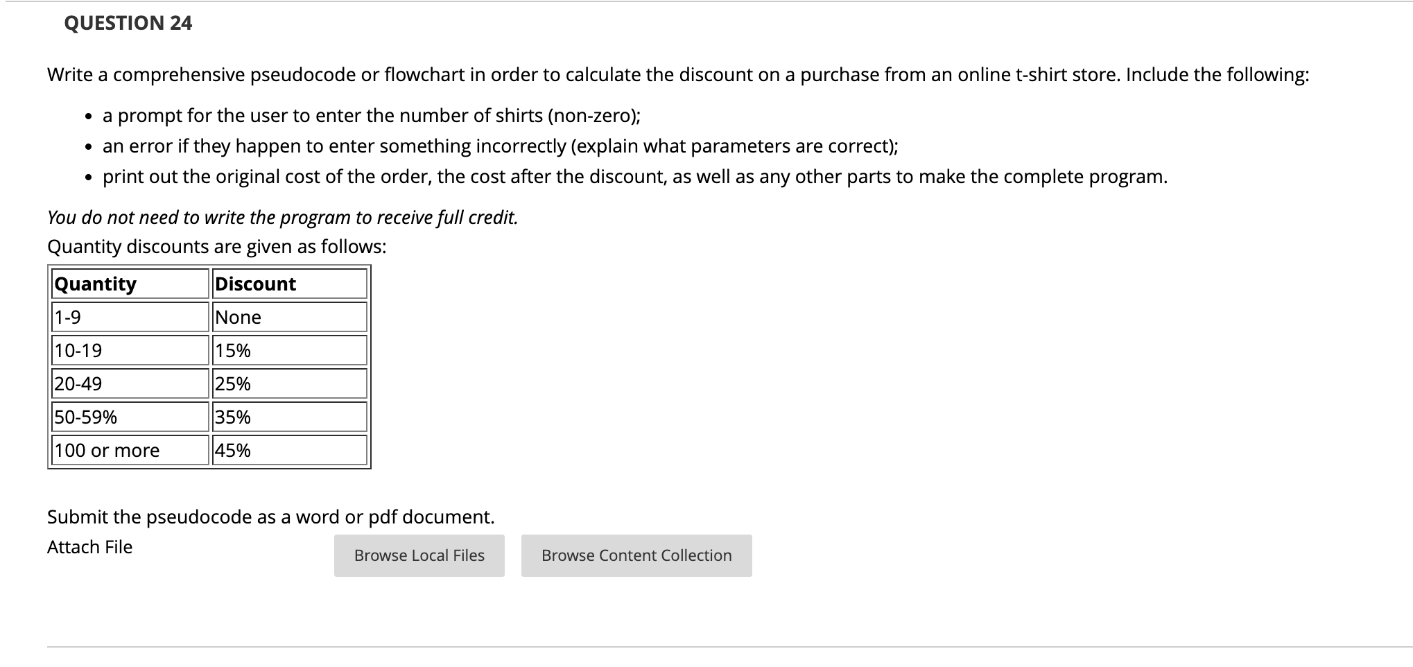 QUESTION 24 - ﻿PythonWrite a comprehensive pseudocode | Chegg.com